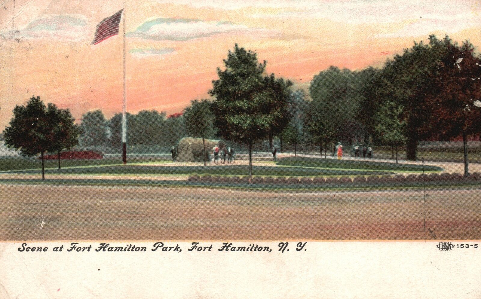 Vintage Postcard 1909 Scene Fort Hamilton Park Flag Pole Fort Hamilton ...