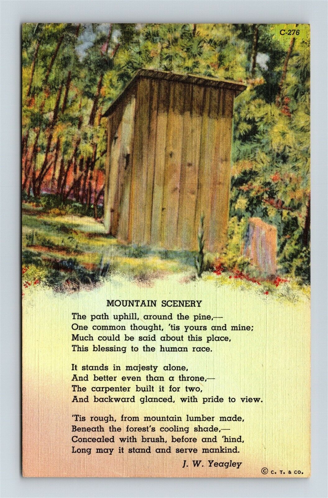 Postcard 1940s Humor Comic Beautiful Poem Mountain Scenery About An ...