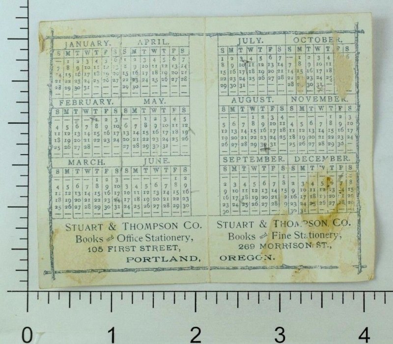 1894 Folder Calendar Stuart & Thompson Co. Books Office Stationery ...