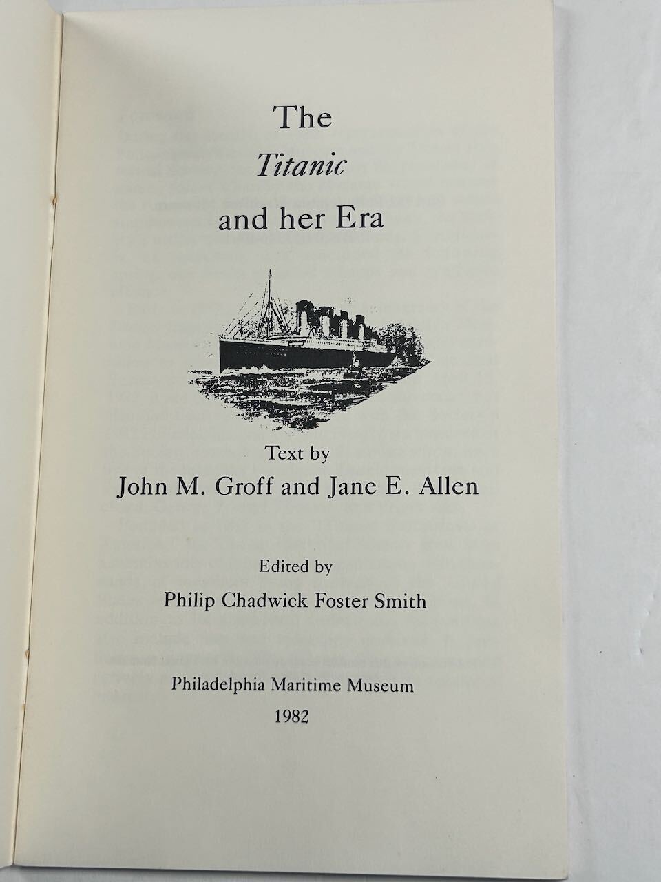 The Titanic and Her era John Groff and Jane E Allen 1982 | Ephemera ...