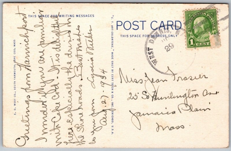 Vtg Massachusetts MA Cape Cod Poem Ethel Caulfield 1930s Linen Postcard ...
