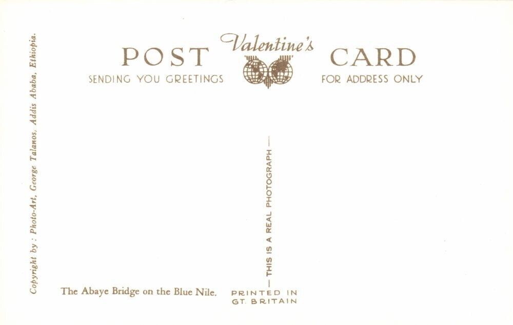 ethiopia, The Abay River Bridge on the Blue Nile (1950s) RPPC Postcard ...