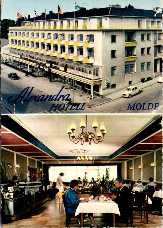 Alexandra Hotel Molde exterior, dining Norway Postcard 1975 Christmas ...