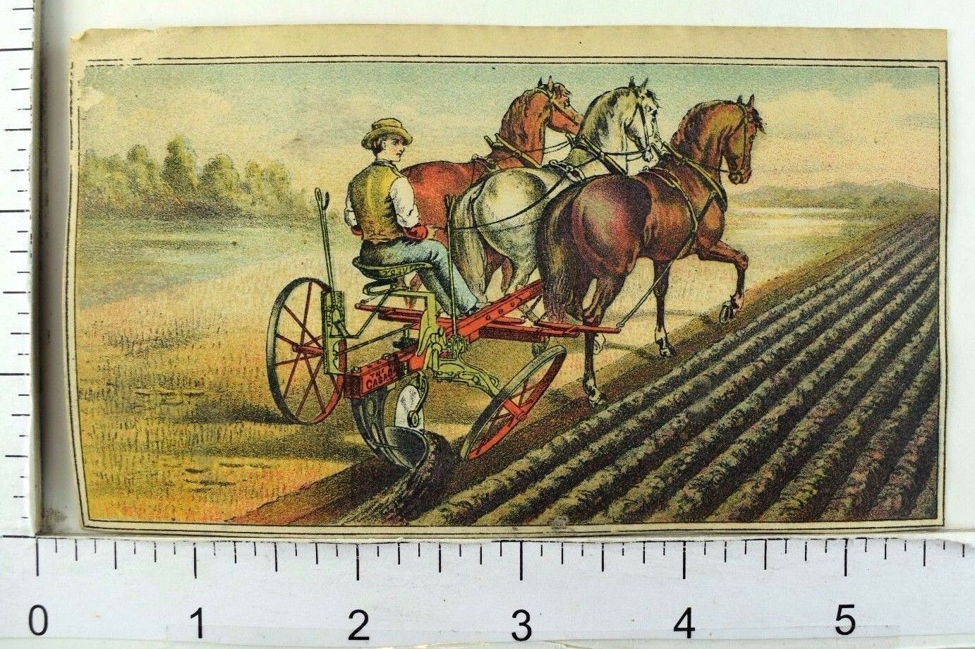 1870's-80's Oliver's Patent Chilled Plow Farm Scene Man Horses Field &X ...