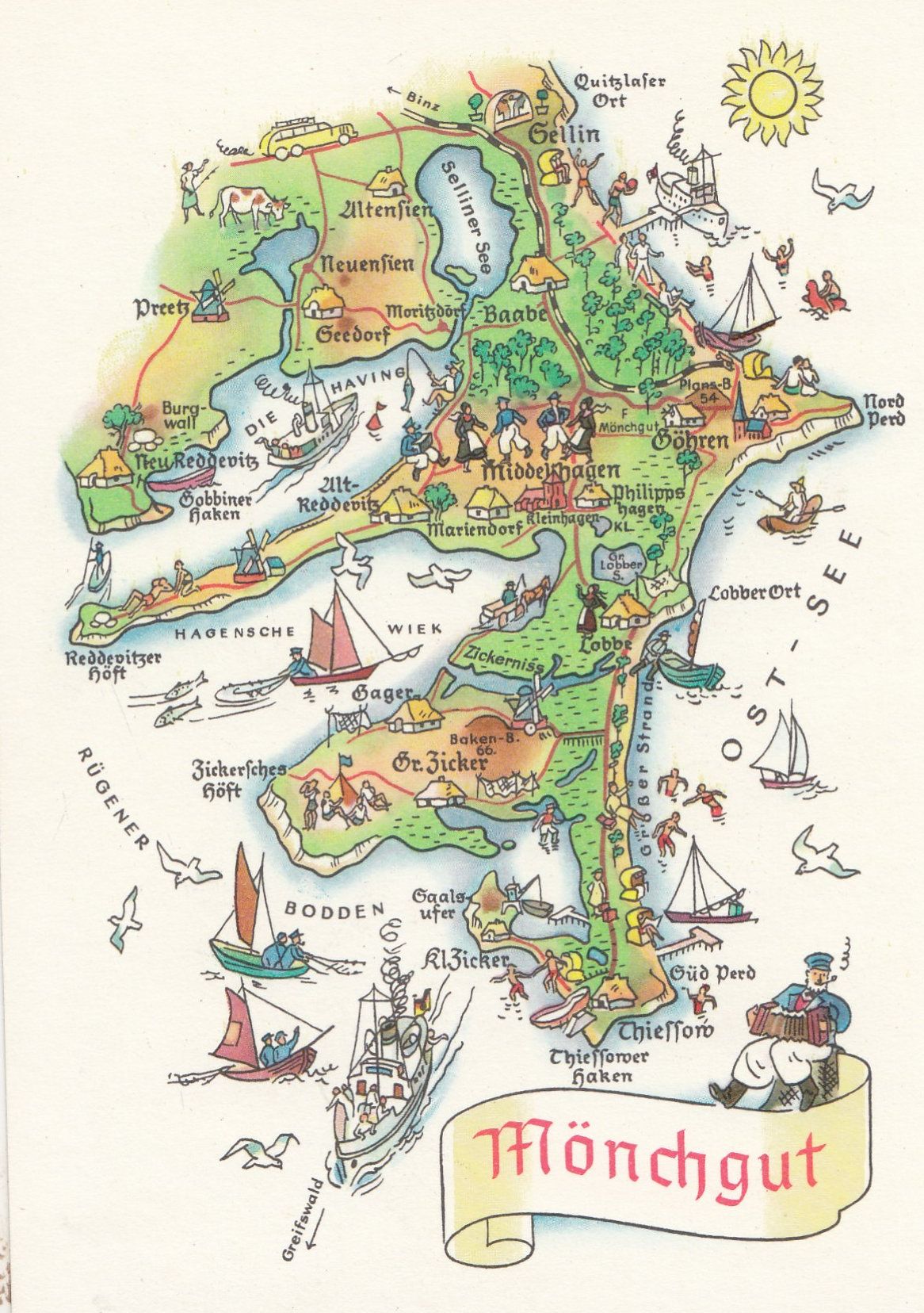 Monchgut Mecklenburg Pomerania German Germany Karte Boat Ship Map ...