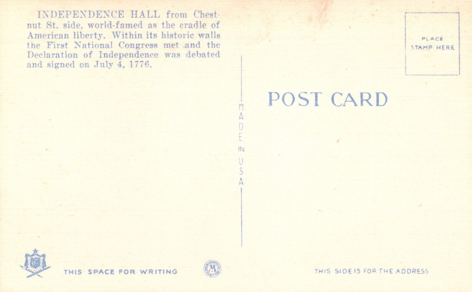 Postcard PA Philadelphia Independence Hall Commodore Barry Monument Old ...