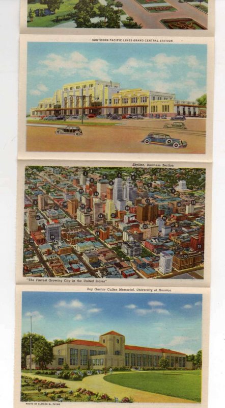 Houston Texas Buildings Train Station Street Scene Postcard Folder ...