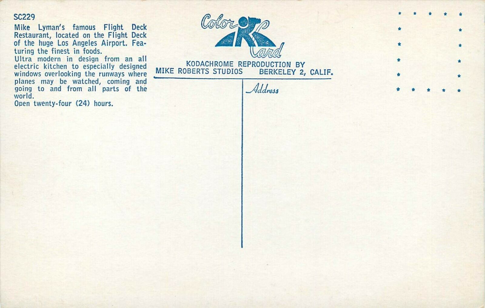 Vintage Postcard; Mike Lyman's Flight Deck Restaurant Los Angeles ...