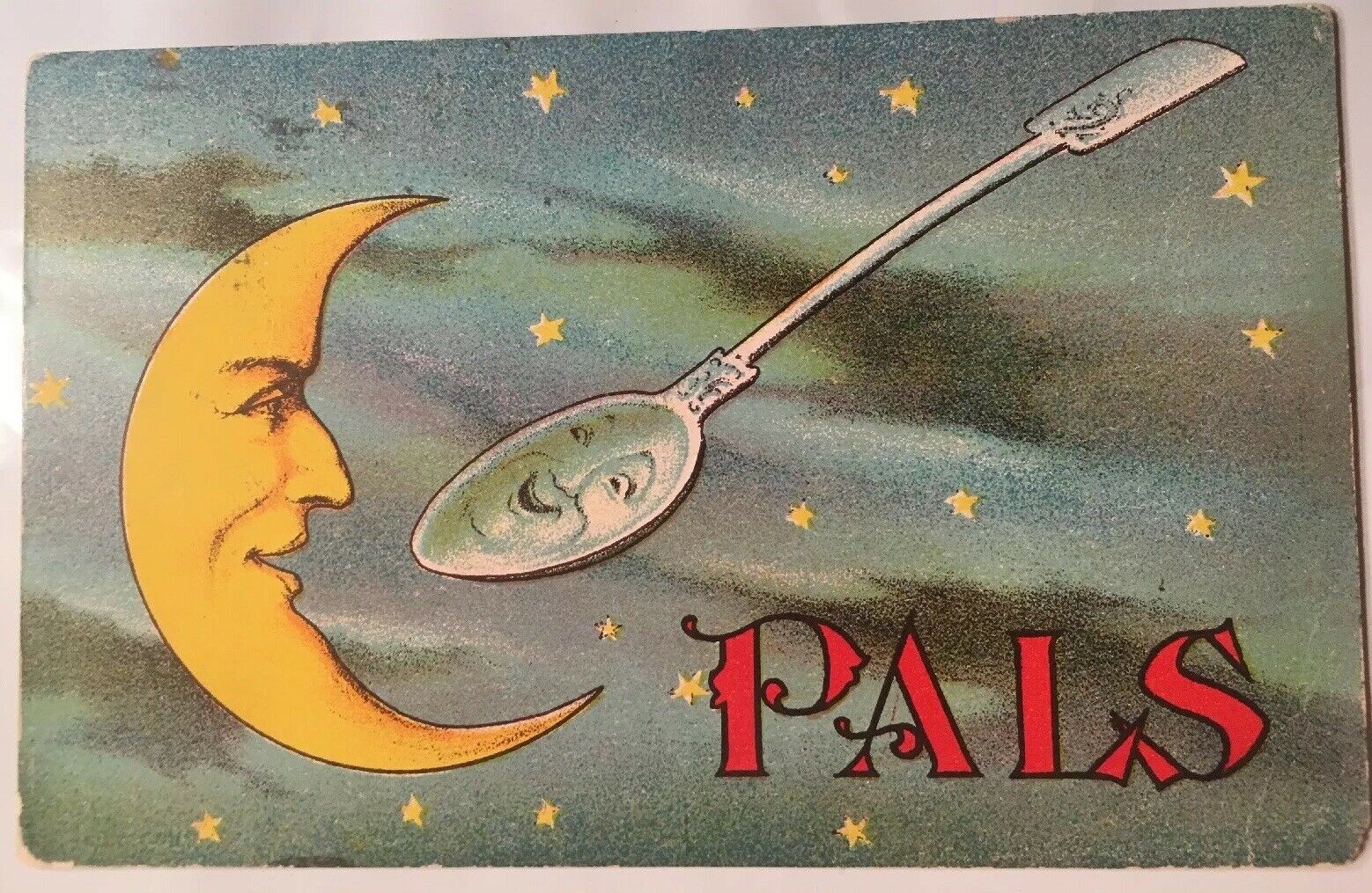 Anthropomorphic Moon Spoon Faces Pals Comic Fantasy Humor 1910 Postcard ...