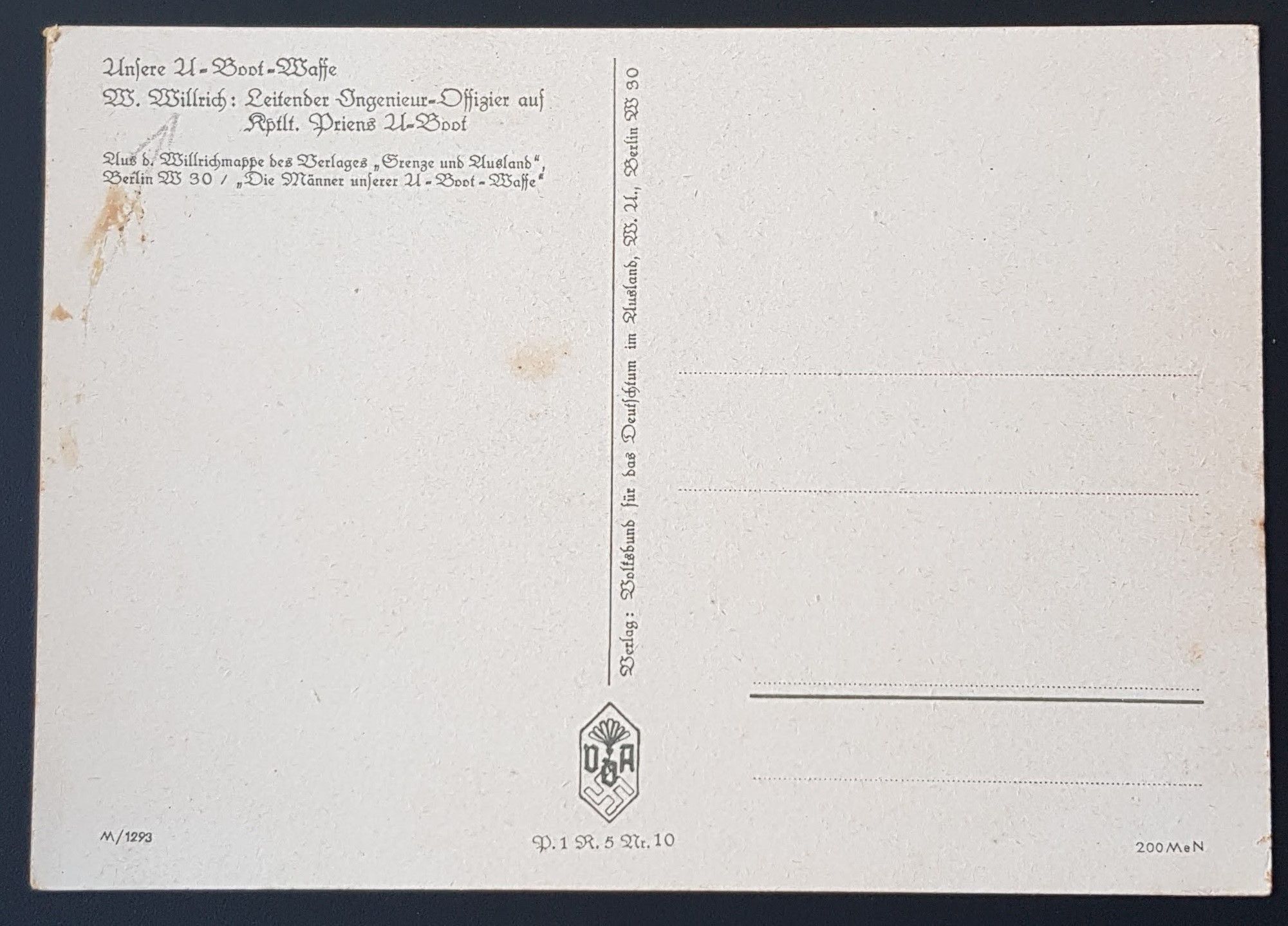 Germany Third 3rd Reich Original Postcard Willrich Wwii Kreigsmarine U ...