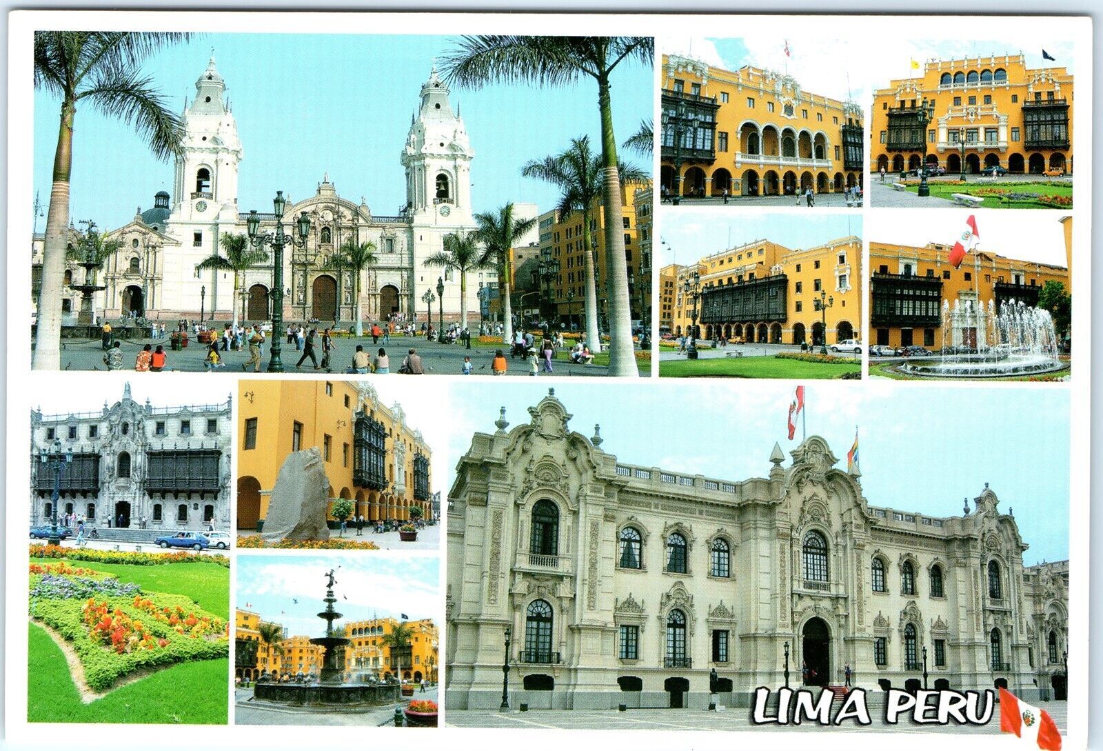 c1970s Lima, Peru Cathedral Plaza de Armas City Views Collage Chrome ...