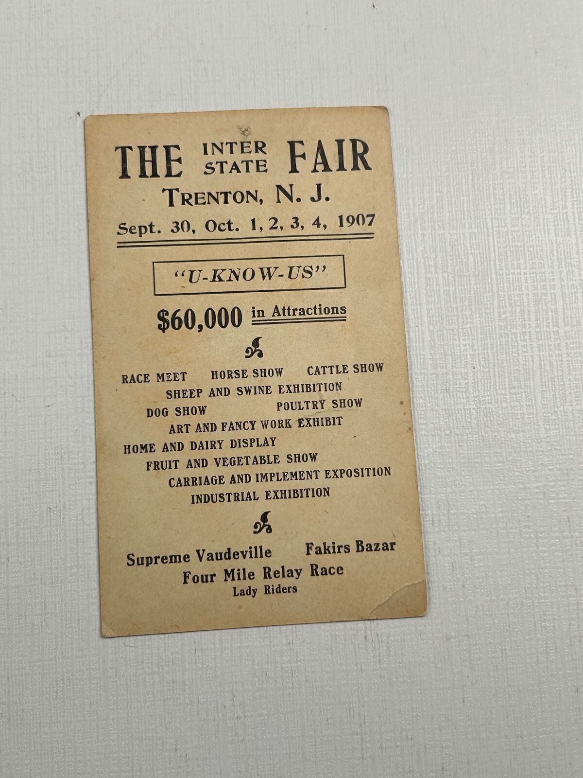Victorian Trade Card Inter State Fair Trenton NJ 1907 | Ephemera ...