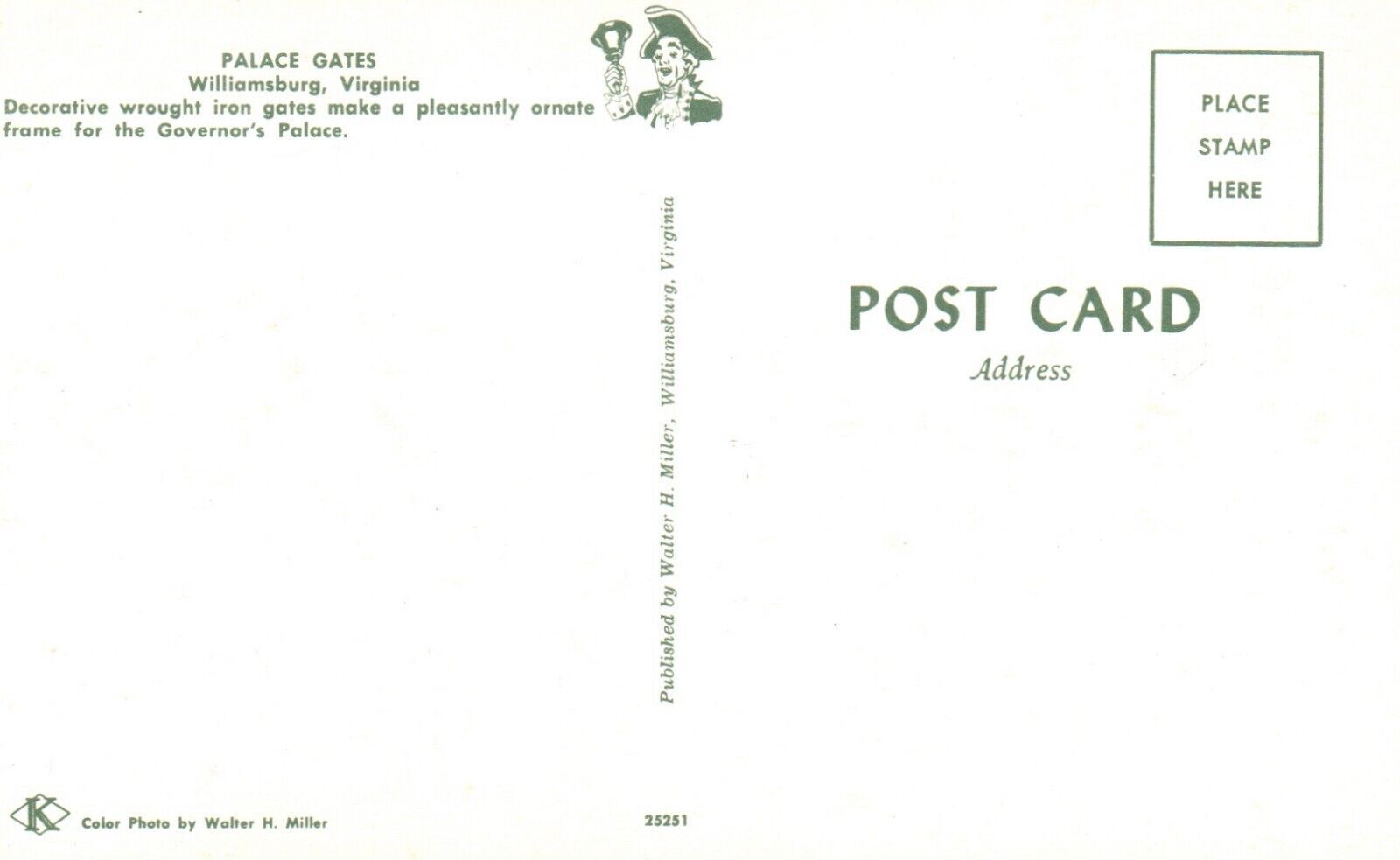 Postcard VA Williamsburg Palace Gates Williamsburg VA Unposted Vintage ...