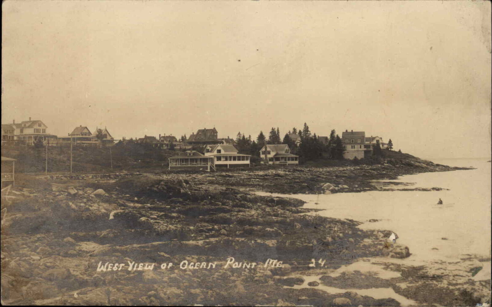 Ocean Point Maine ME West View Eastern Illus RPPC Vintage Postcard ...