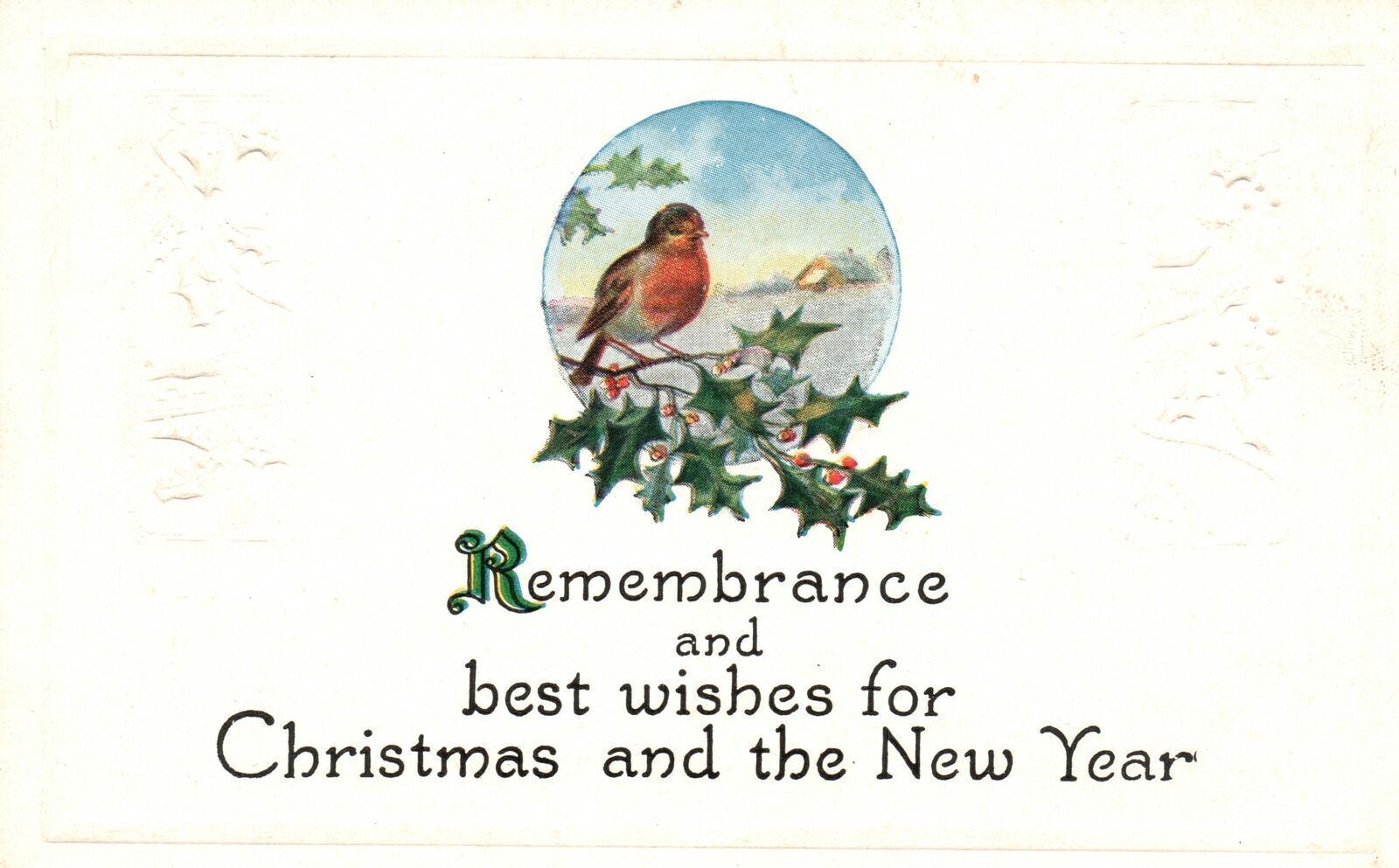 Vintage Postcard Remembrance And Best Wishes For Christmas And The New ...
