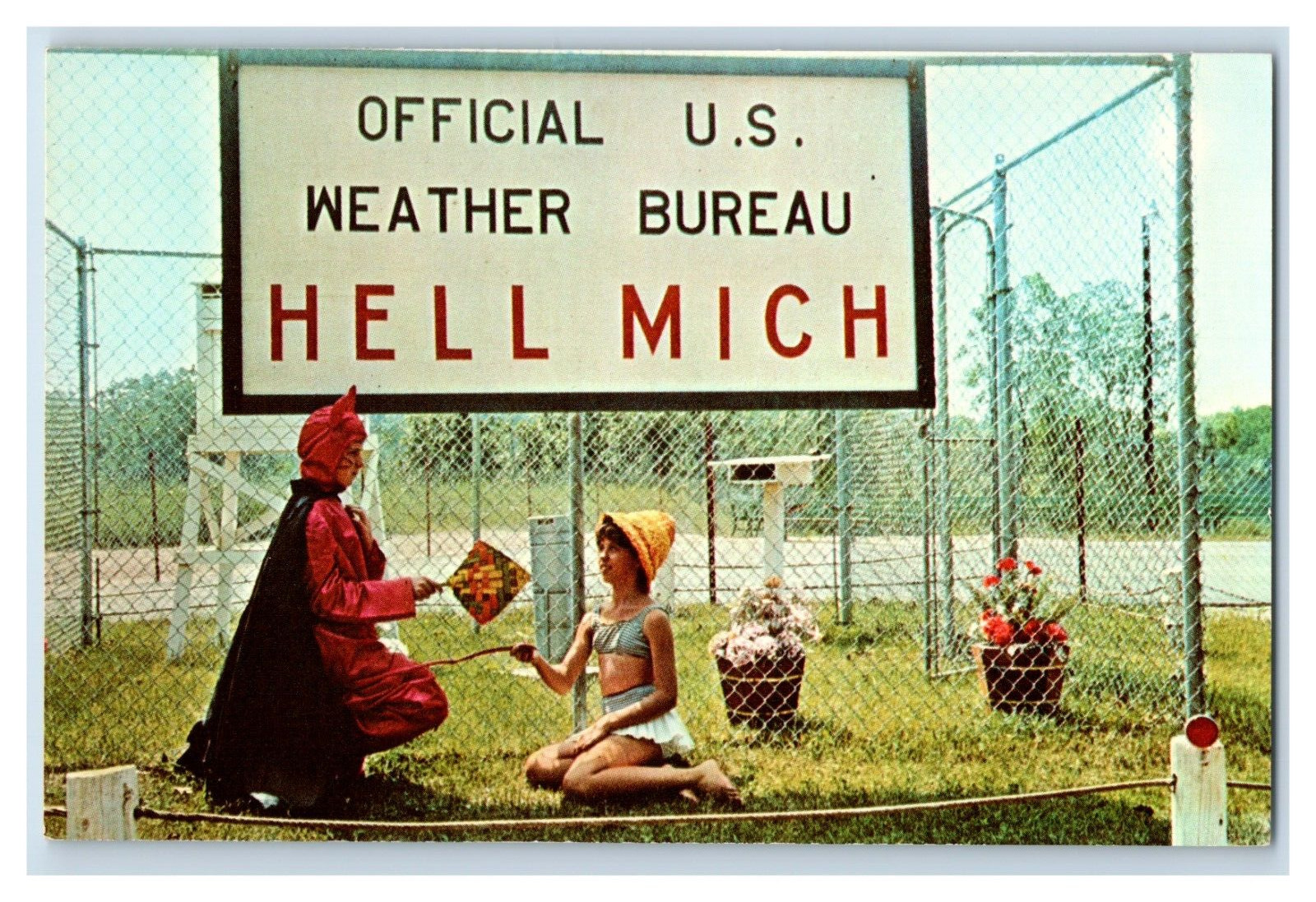 Vintage Hell Michigan Devil Kids Pickney Area Weather Bureau Postcard ...