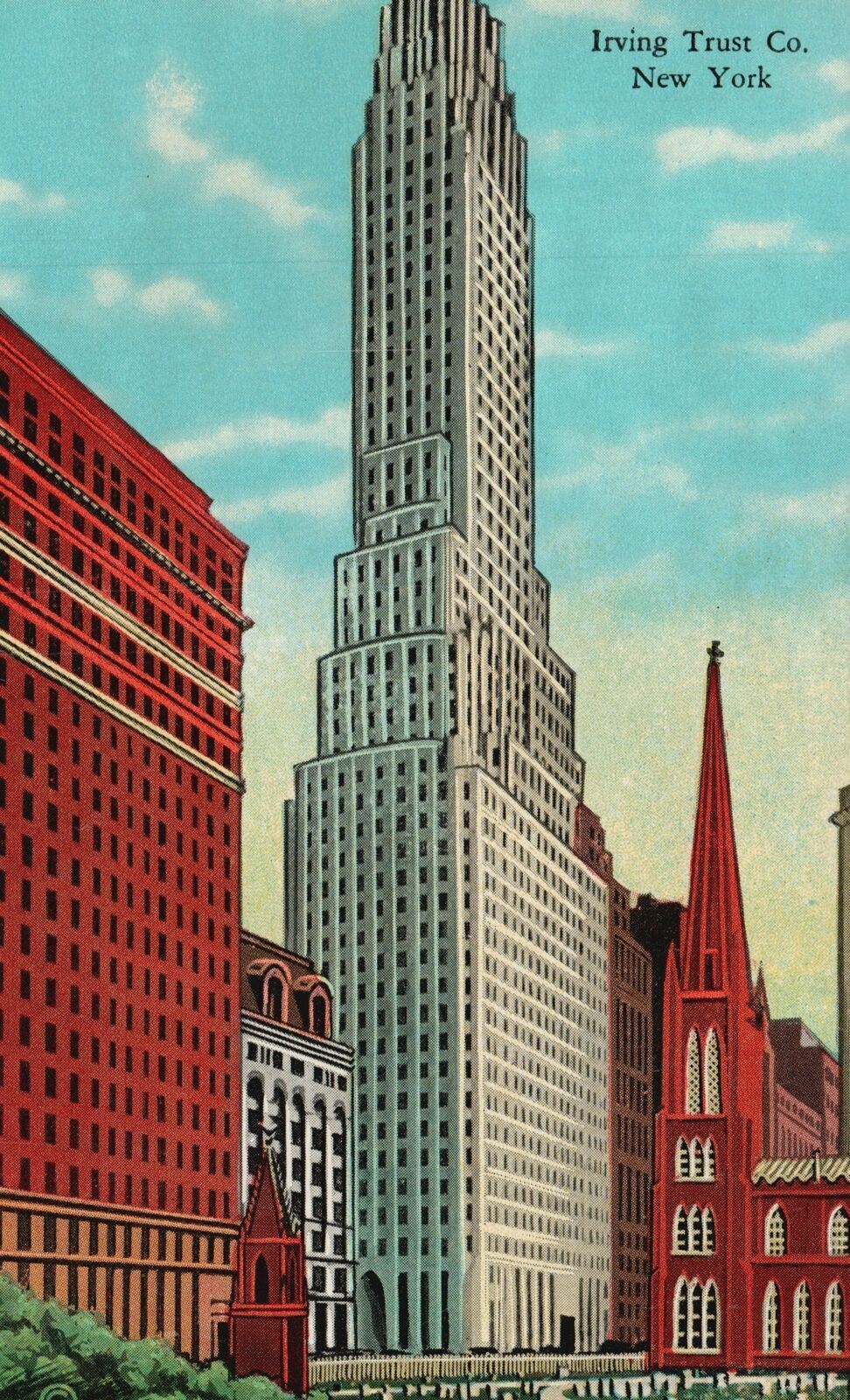 Vintage Postcard Irving Trust Co. Building Skyscrapers New York N.Y ...