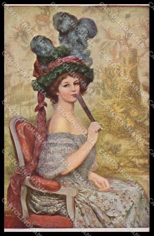 Illustratori Artist Signed A. Faivre Lady Fan Lapina 410 cartolina ...