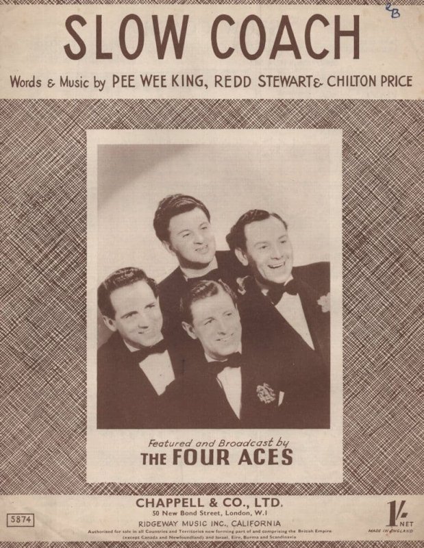 Slow Coach The Four Aces 1950s Sheet Music | Ephemera - Scores ...
