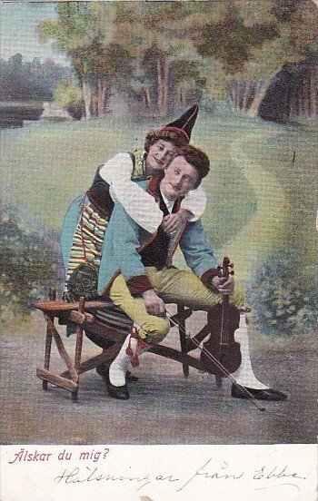 Romantic Couple Alskar du mig Man With Violin 1905 | Topics - People ...