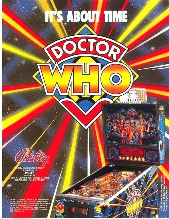 Doctor Who Pinball FLYER Original NOS Artwork Promo Daleks Dr Tardis ...