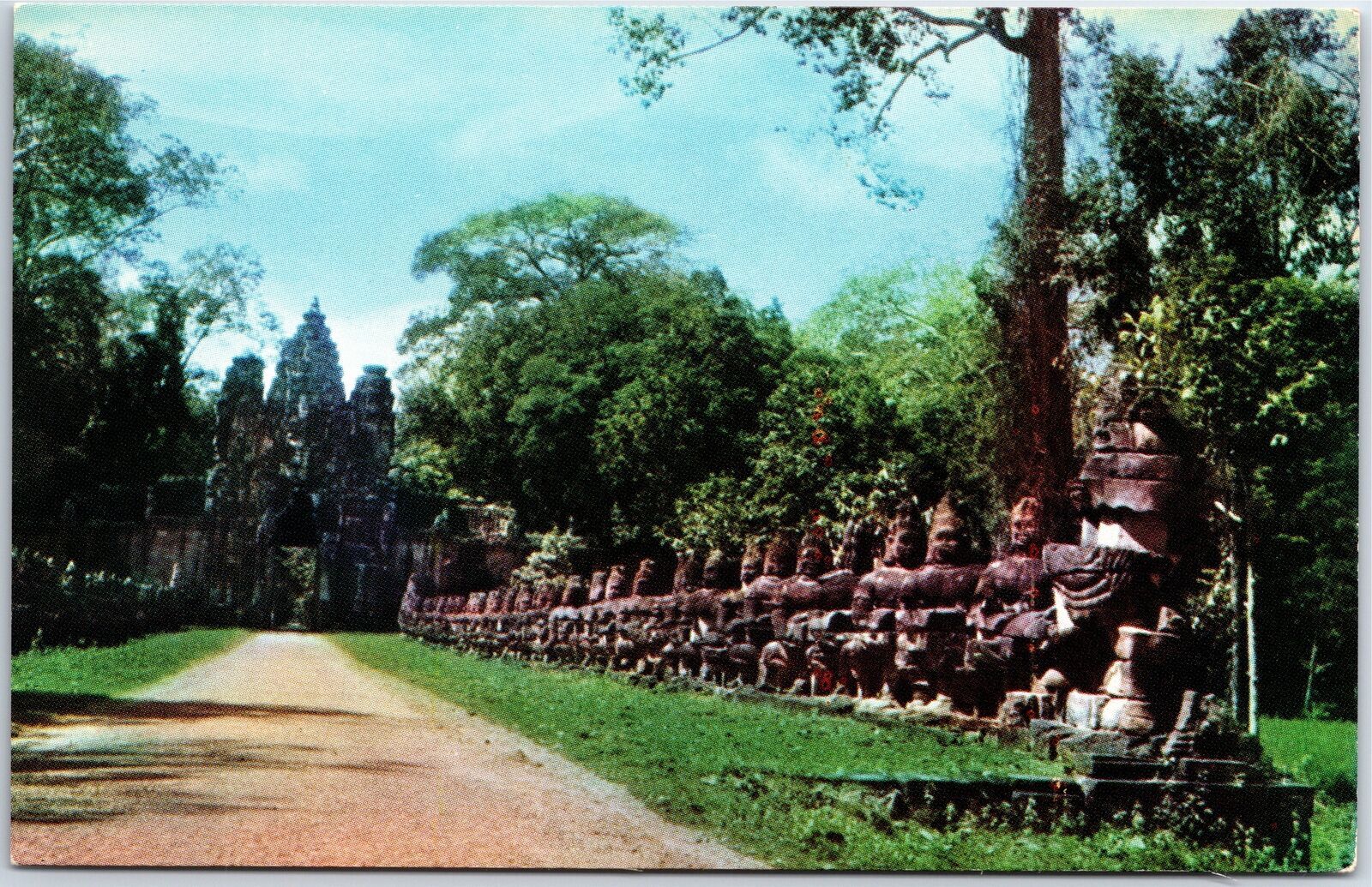Vintage Postcard Causeway to the Gate of Victory at Angkor WAT Cambodia ...
