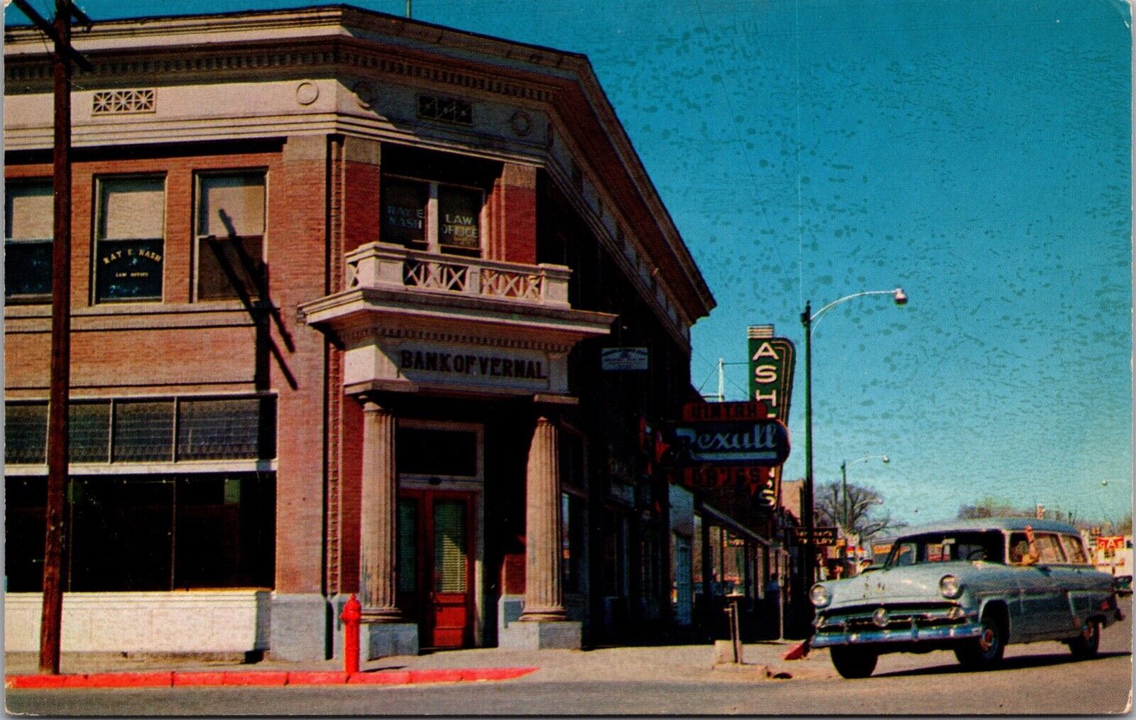 Postcard Parcel Post Bank of Vernal Utah, Rexall Drug Store Street ...