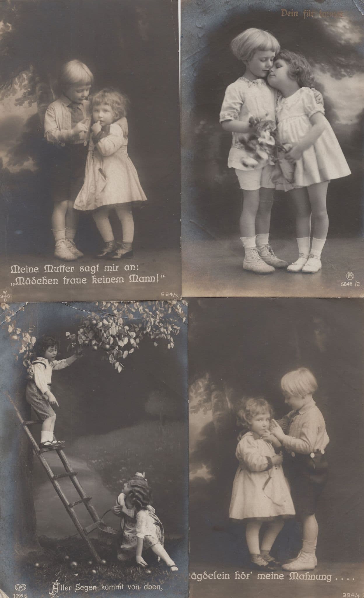 German Children Playing Together Ladder Games 4x Antique Postcard s ...