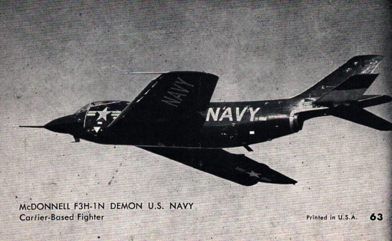 Mcdonnell F3H-1N Demon US Navy Fighter Plane Postcard | United States ...