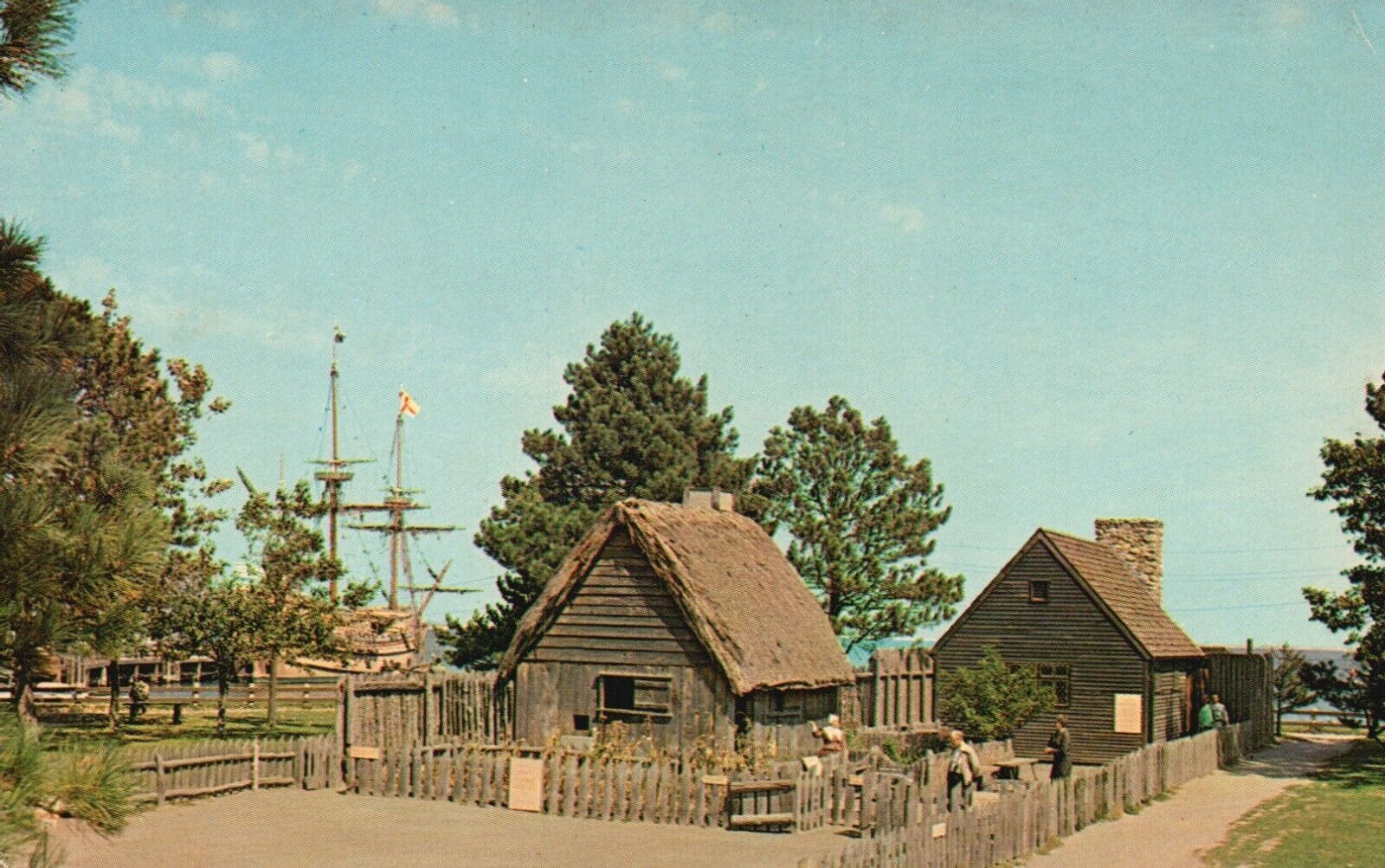 Postcard MA Plymouth First Pilgrim Houses and Mayflower II Vintage PC ...