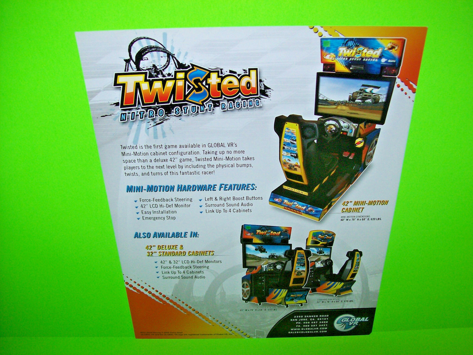 TWISTED Nitro Stunt Cycle Original NOS Video Arcade Game Sales Flyer ...