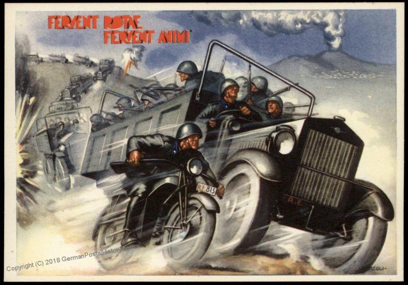 Italy WWII Motorized Infantry Motorcycles Color Patriotic PPC 83177 ...