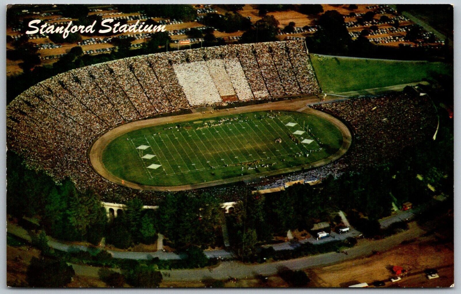Palo Alto California 1960s Postcard Stanford Football Stadium Aerial ...