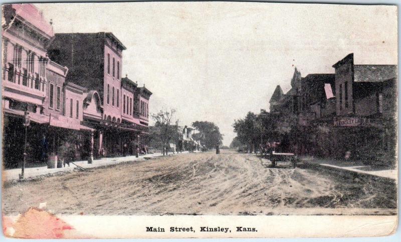 KINSLEY, KS Kansas Dirt MAIN STREET SCENE c1910s Postcard | United ...