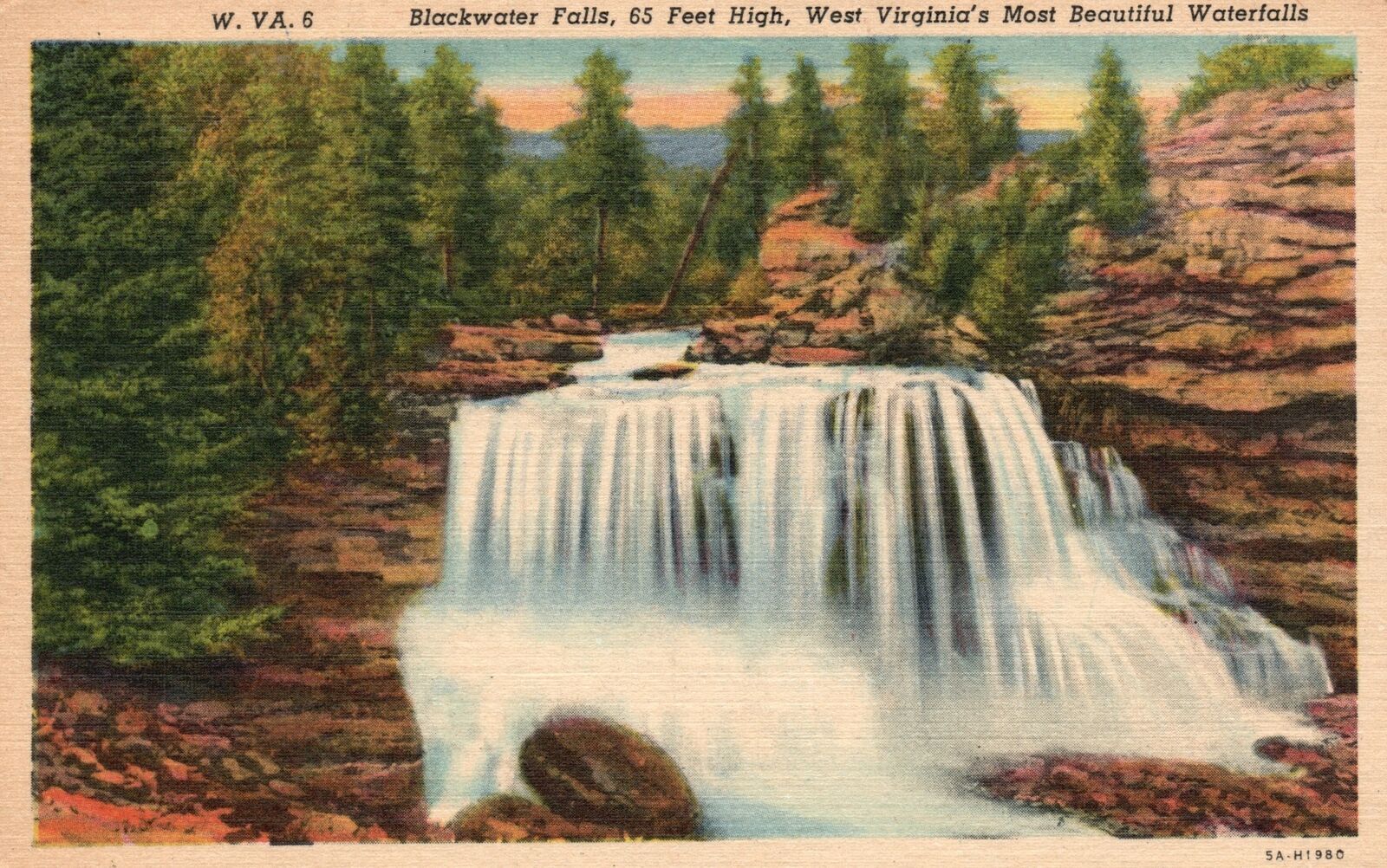 Vintage Postcard 1920's Most Beautiful Waterfalls Blackwater Falls West ...