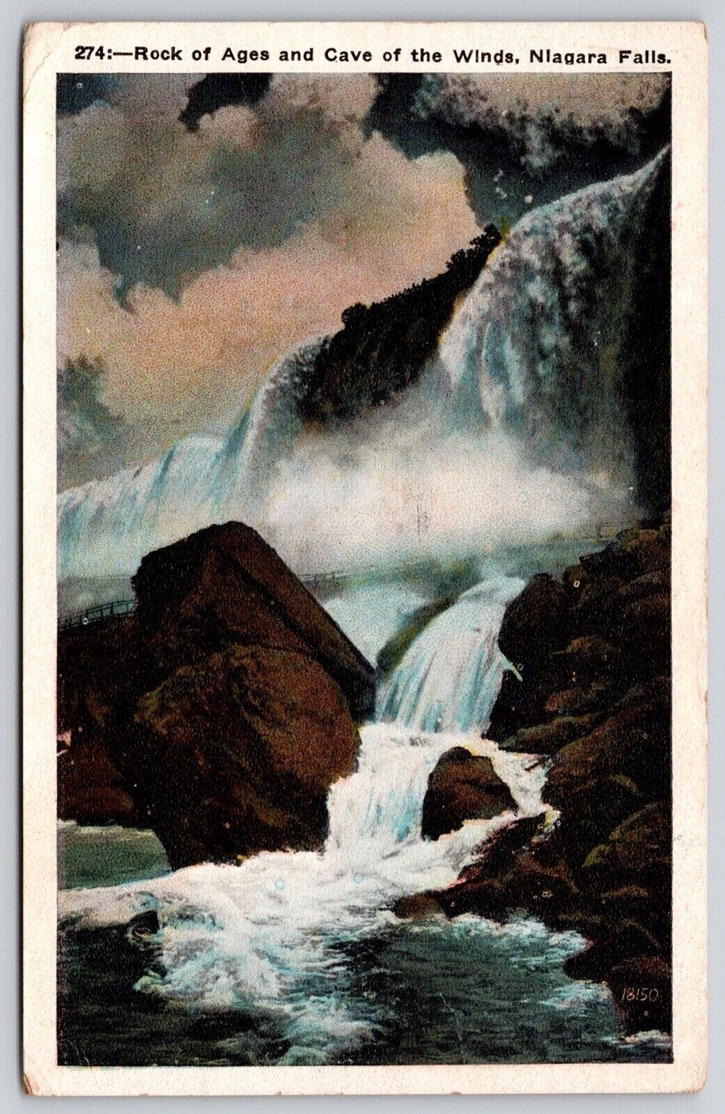 Niagara Falls Canada Cave Of Winds Rock Of Ages Scenic Landmarks WB WOB ...