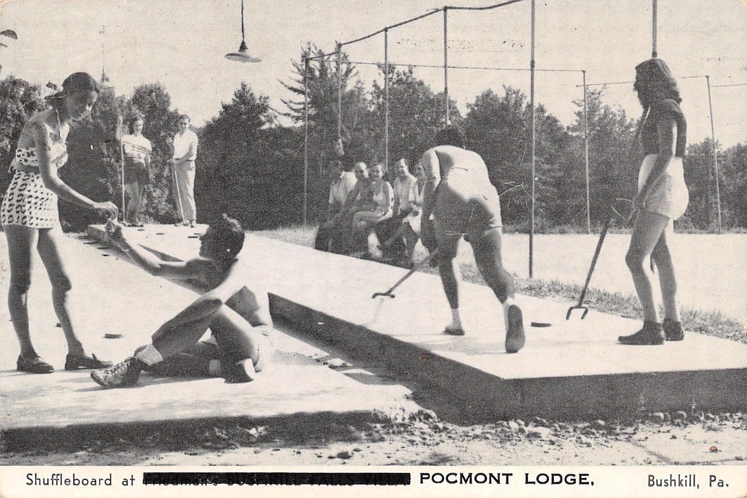 Bushkill Pennsylvania~Pocmont Lodge~Bathing Beauties Play Shuffleboard ...