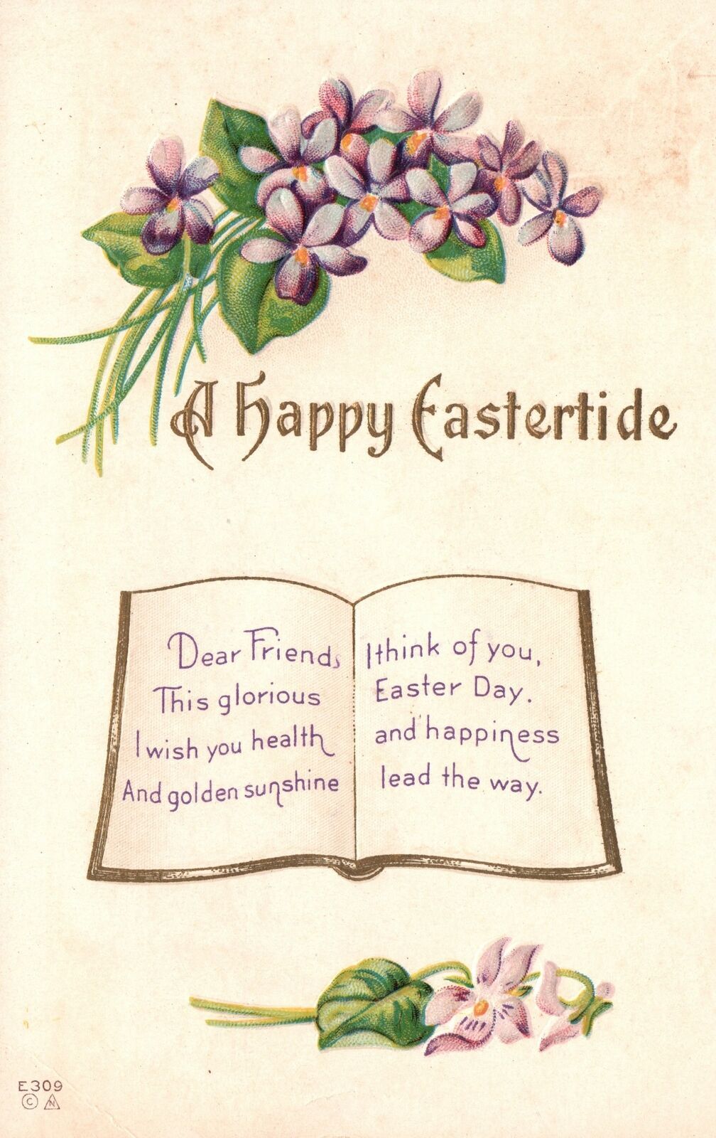 Vintage Postcard A Happy Eastertide Thoughts And Wishes On Holiday Book ...
