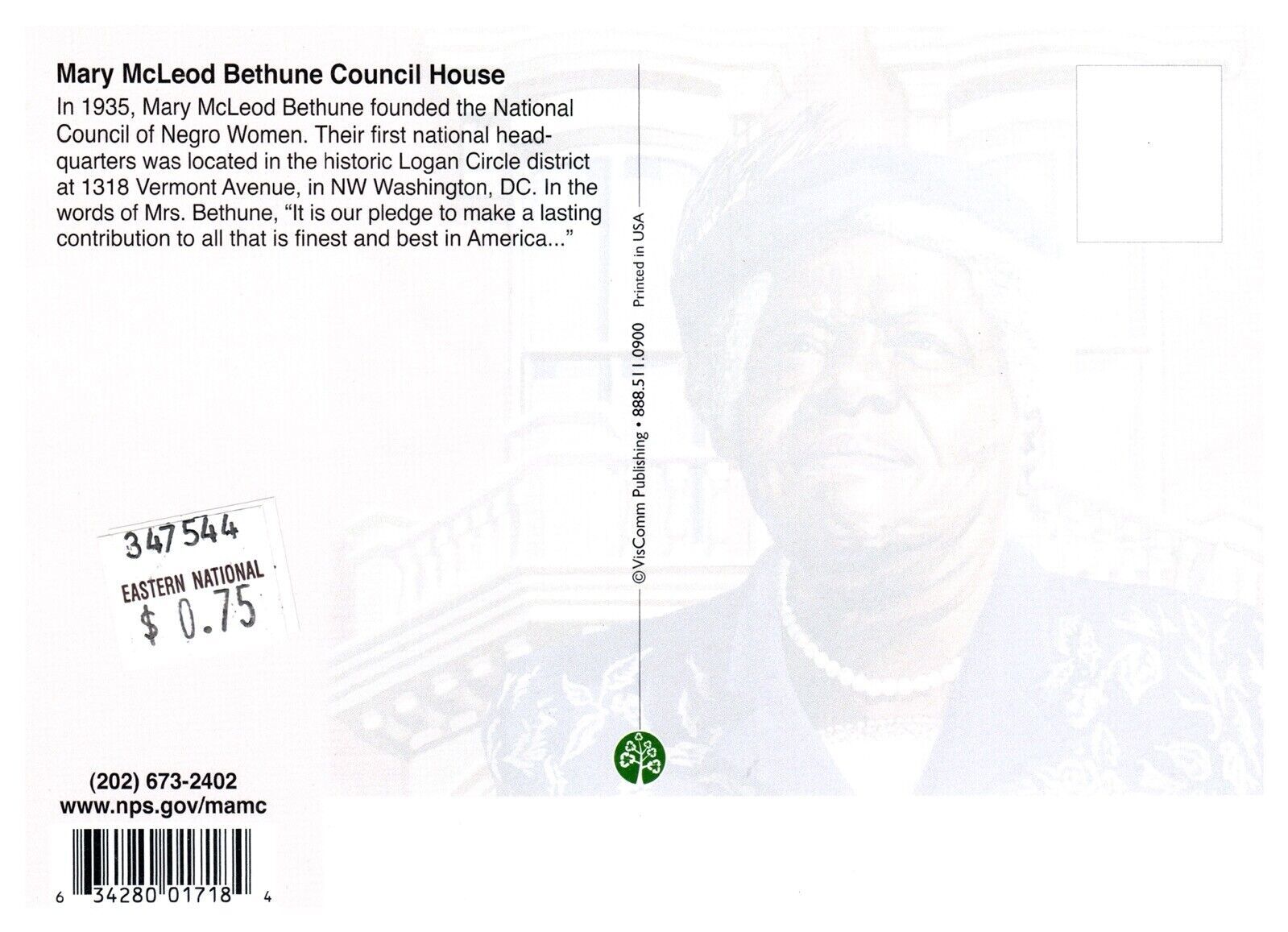 Washington DC Mary McLeod Portrait Bethune Council House Chrome ...