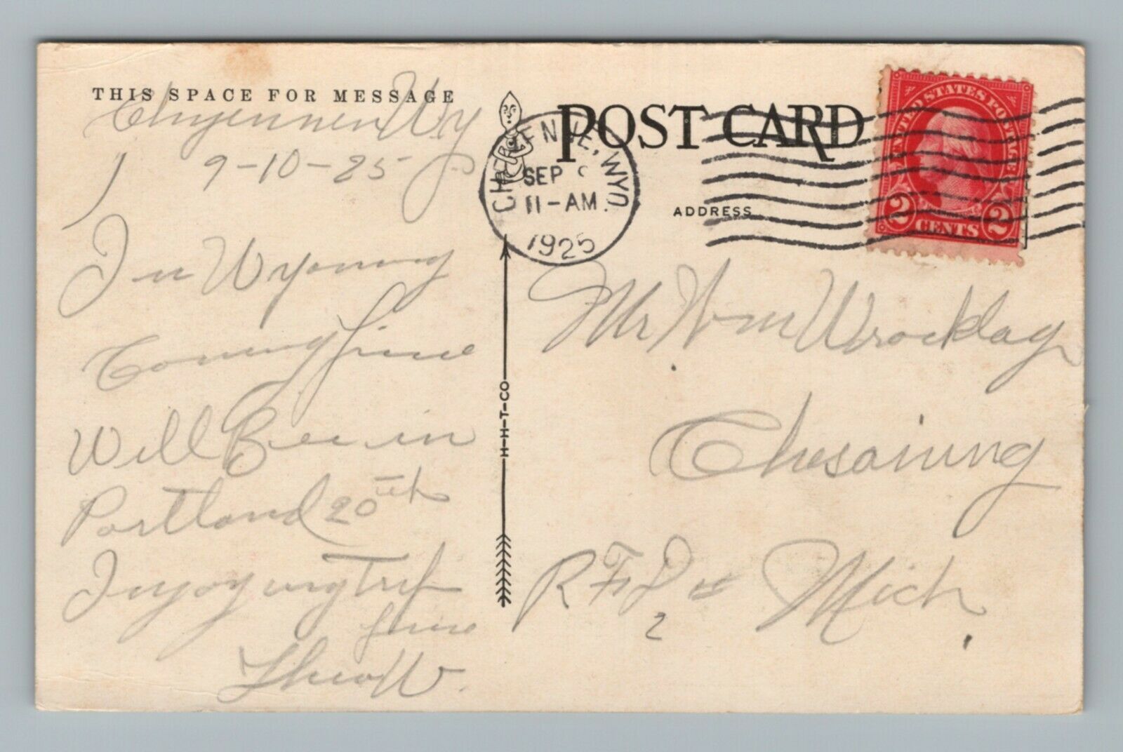 Plains Hotel Cheyenne Wyoming 2 Cent Red Stamp Washington Vintage ...