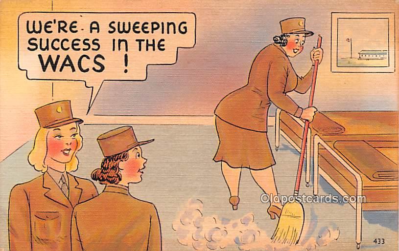 Military Comic Postcard, Old Vintage Antique Post Card Series W, WAC ...