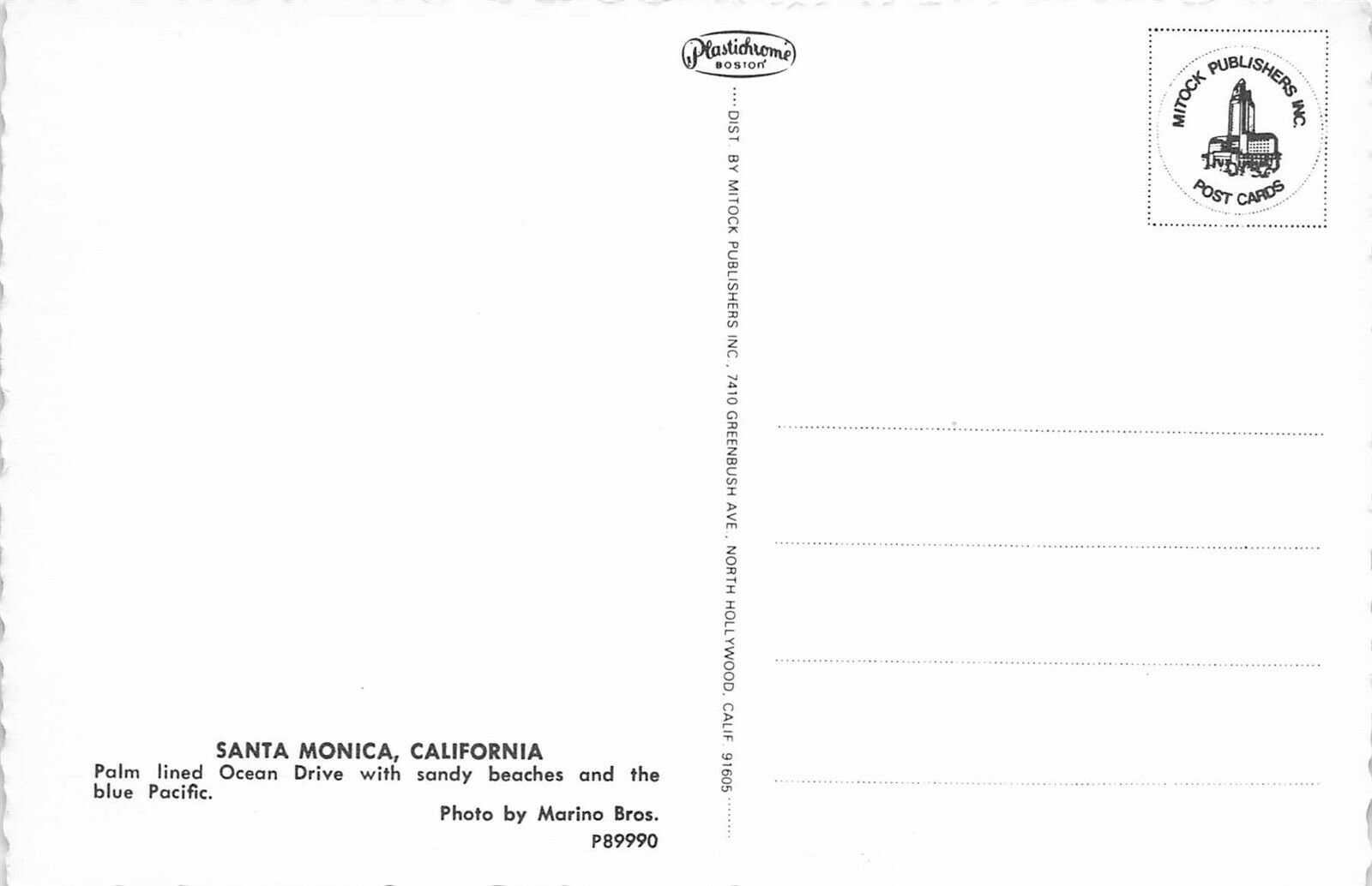 Santa Monica California 1970s Postcard Palm Lined Ocean Driver with ...