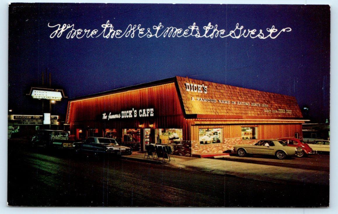 ST. GEORGE, UT Utah ~ Roadside FAMOUS DICK'S CAFE Night Scene c1960s ...