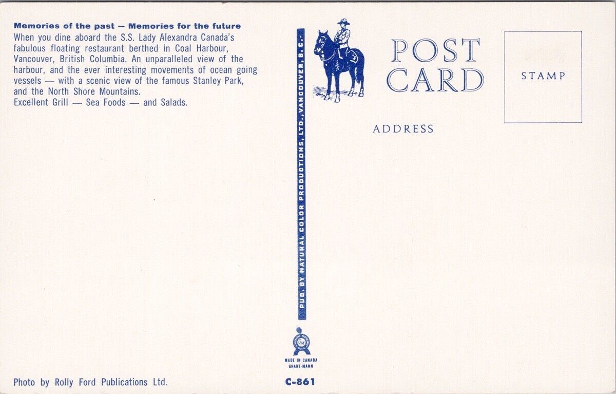 Vancouver BC SS Lady Alexandra Floating Restaurant Coal Harbour ...