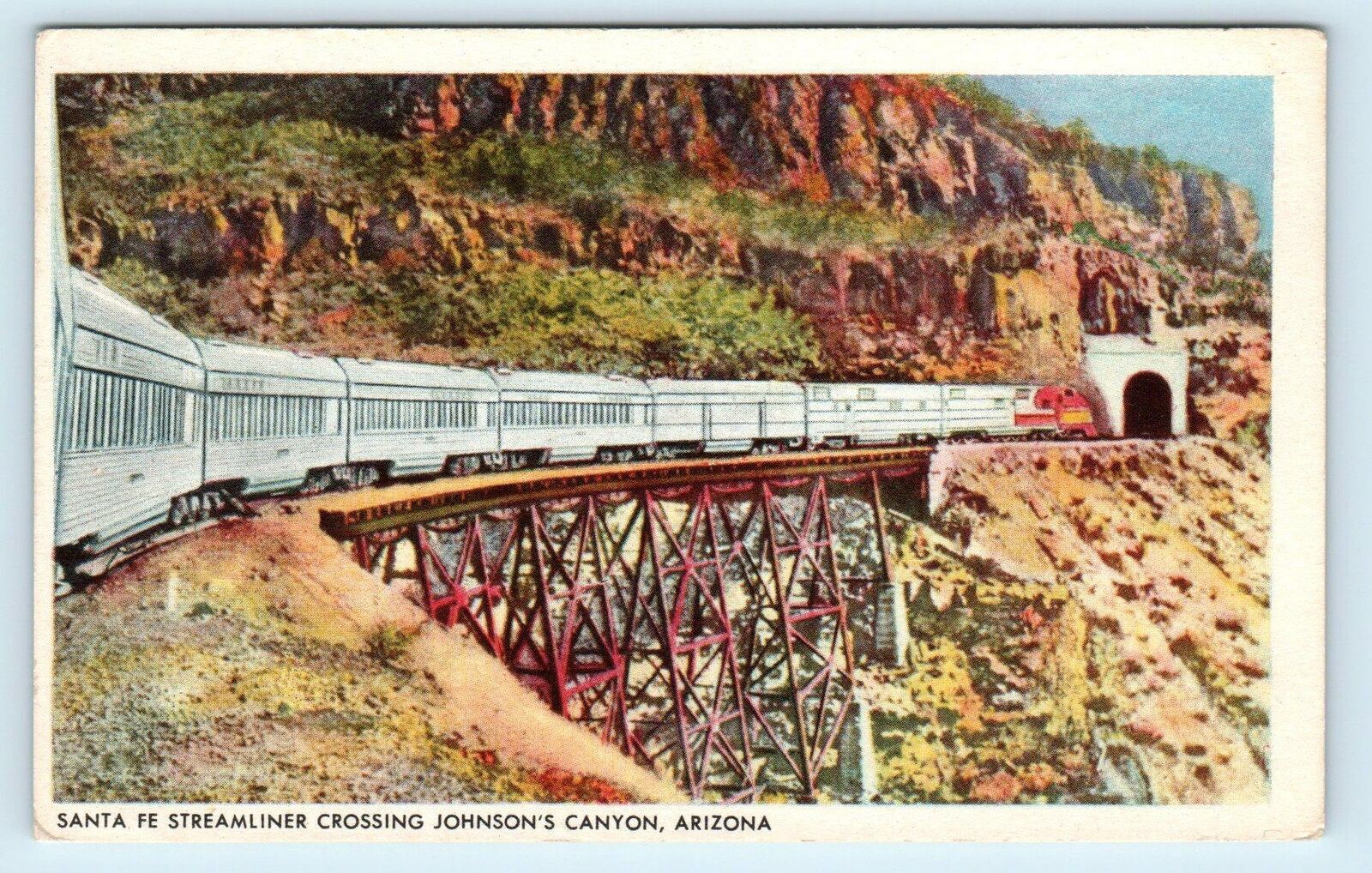JOHNSON'S CANYON, AZ ~ Santa Fe RAILWAY TRAIN on TRESTLE c1950s ...