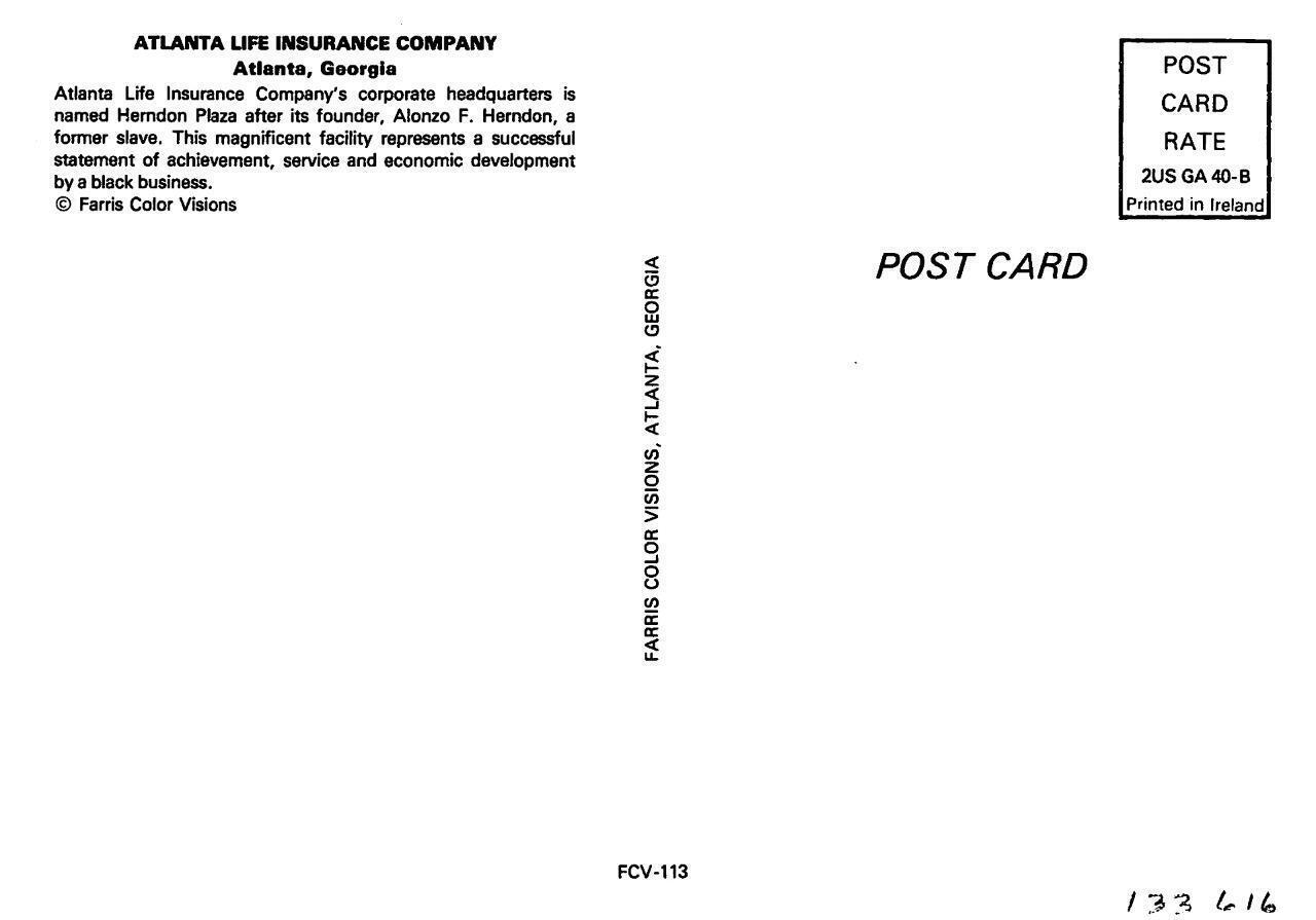 Atlanta, GA Georgia ATLANTA LIFE INSURANCE COMPANY Herndon Plaza 4X6 ...