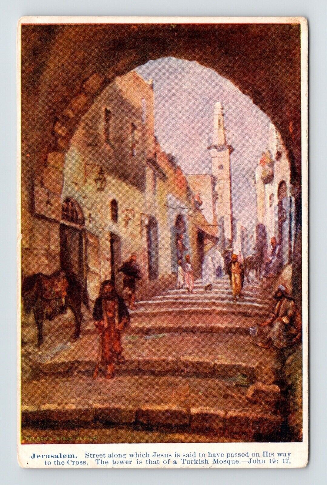 Jerusalem St Jesus Tower Turkish Mosque John 19:17 Antique WB Postcard ...