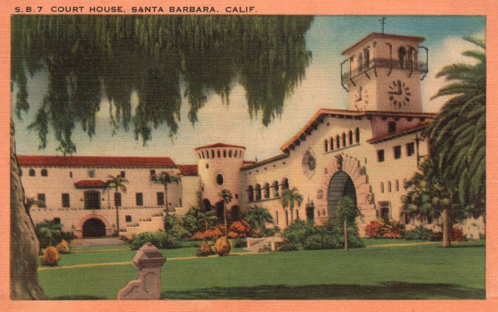 Vintage Postcard Courthouse Building Historic Landmark Santa Barbara ...