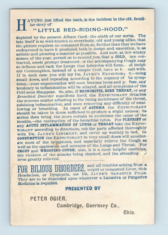 1880's-90's Dr Jayne's Expectorant Red Riding Hood Peter Ogier ...