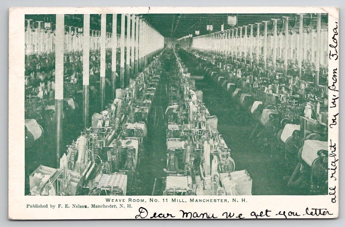 Manchester NH Weave Room Mill Amoskeag Co Lang Family Post Mills VT ...